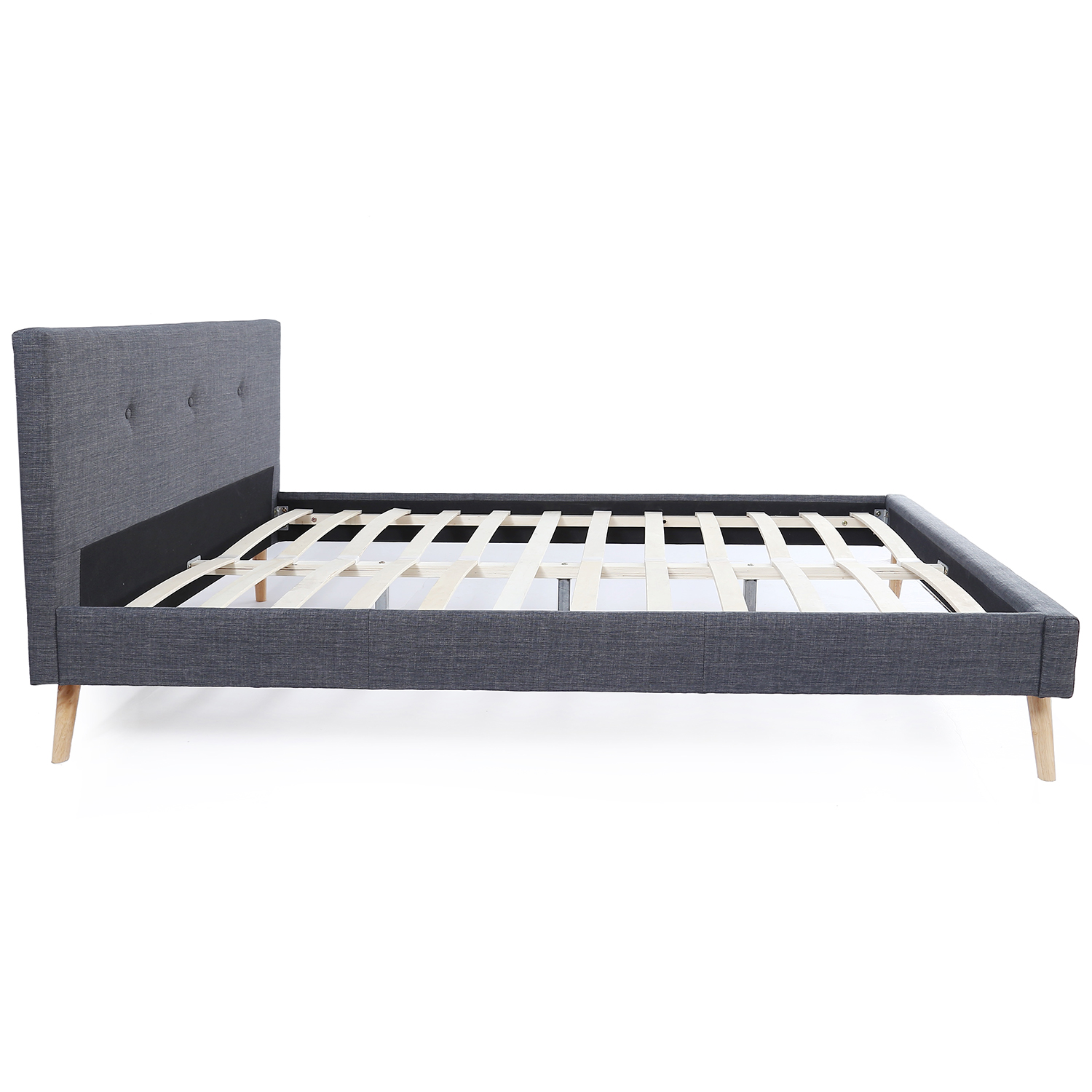 Lit scandinave 160x200 cm gris queen size - OSLO | ID Market