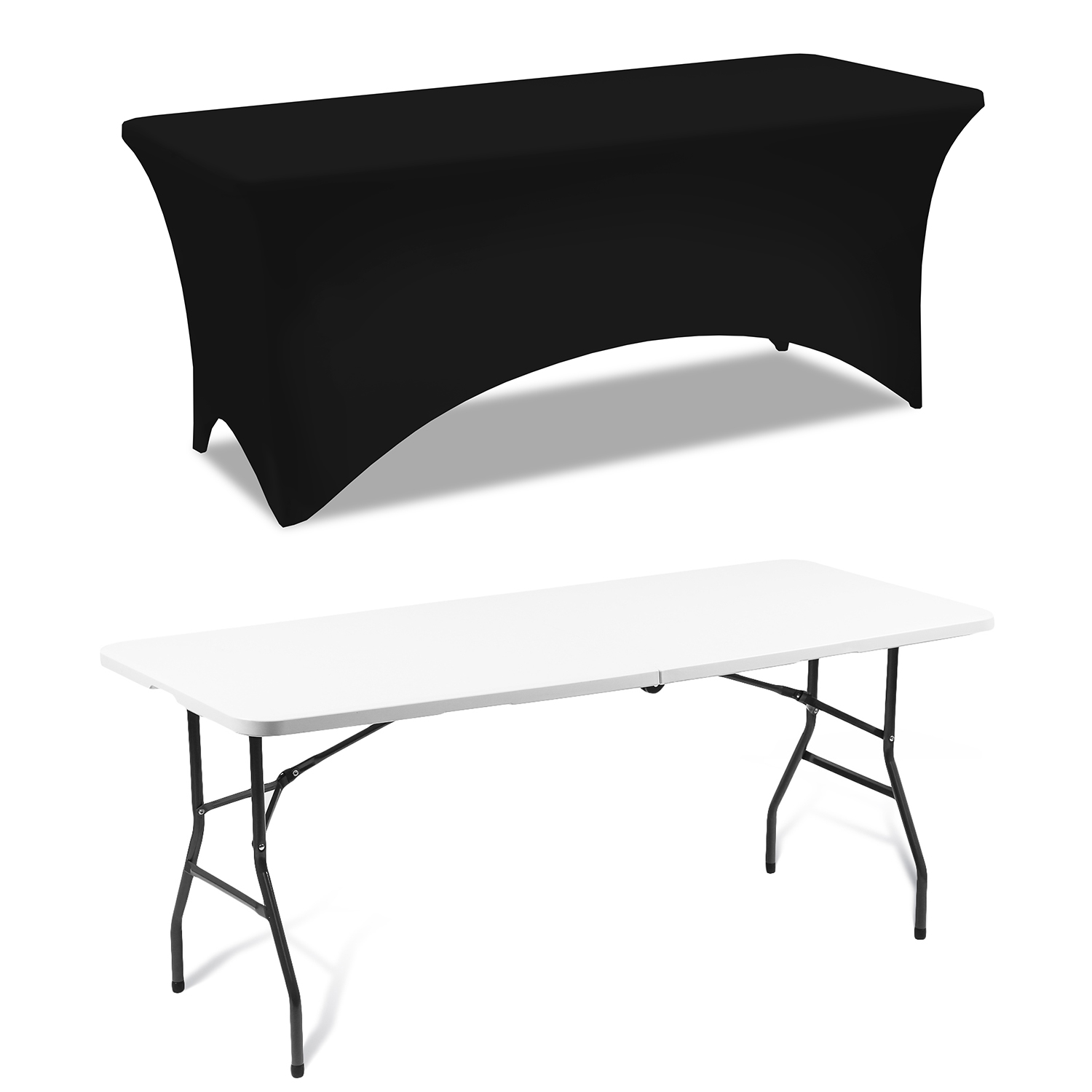 Housse de table extensible pas cher noire 180 cm | ID Market