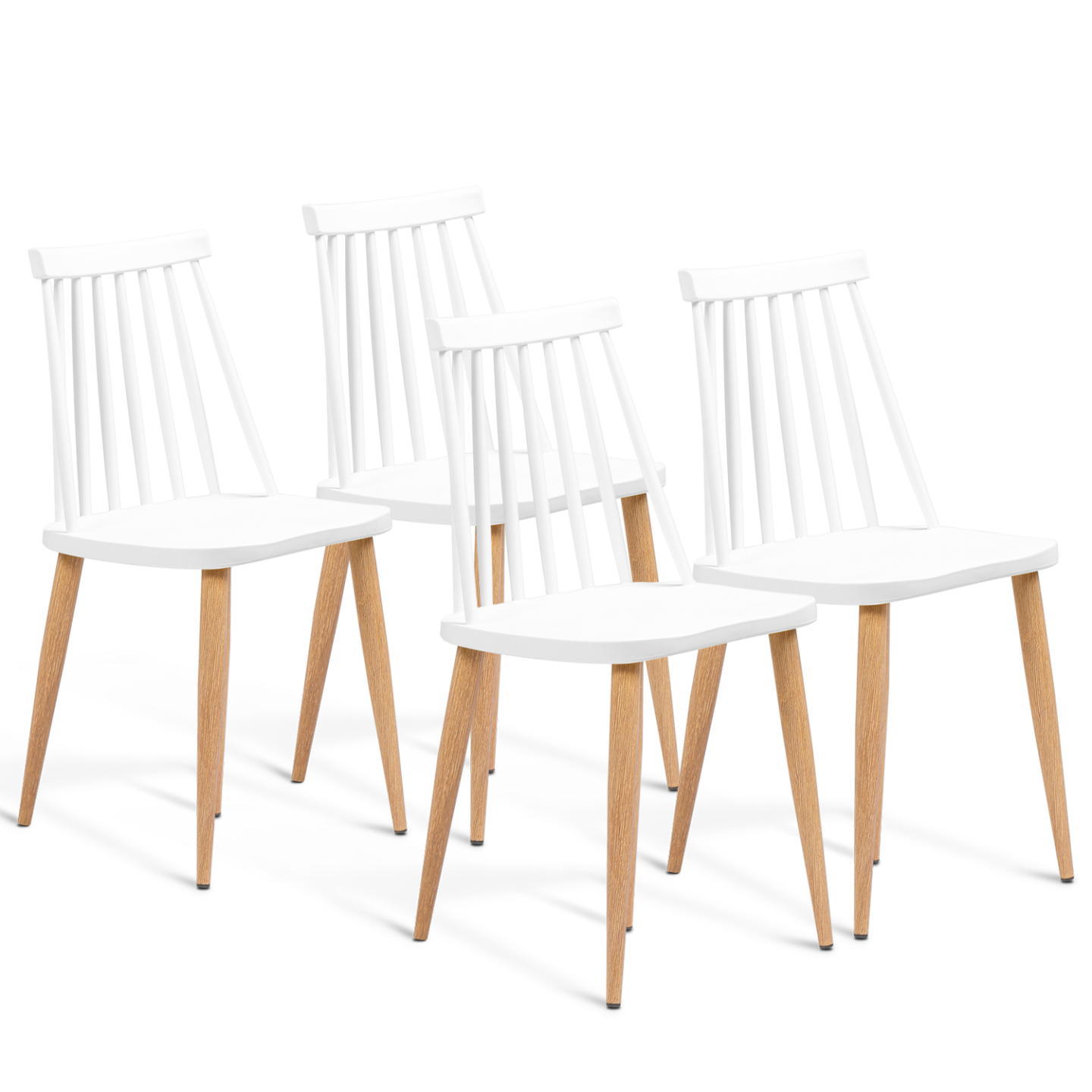 Chaises à barreaux scandinaves blanches et bois - LILY | ID Market