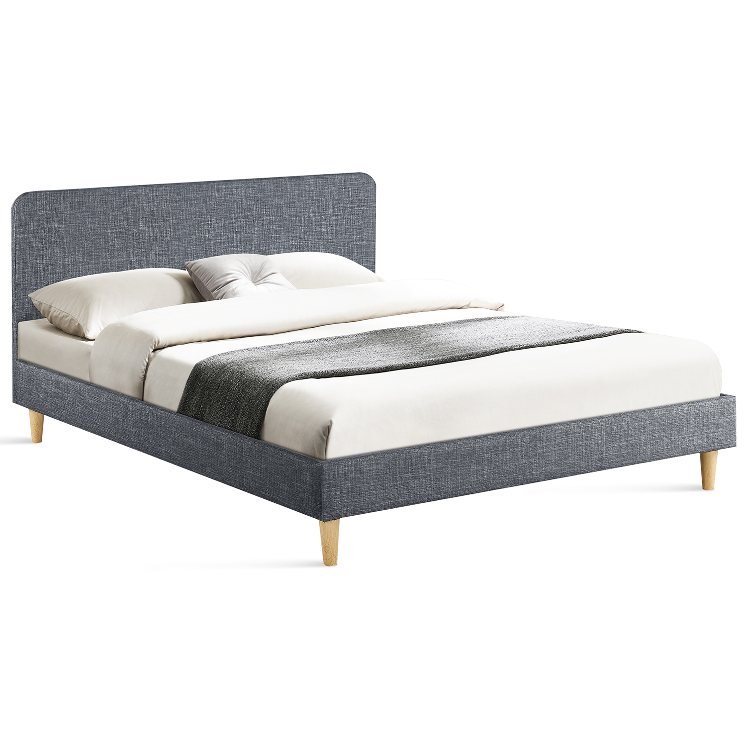 Lit scandinave 140x190 cm pas cher gris anthracite | ID Market
