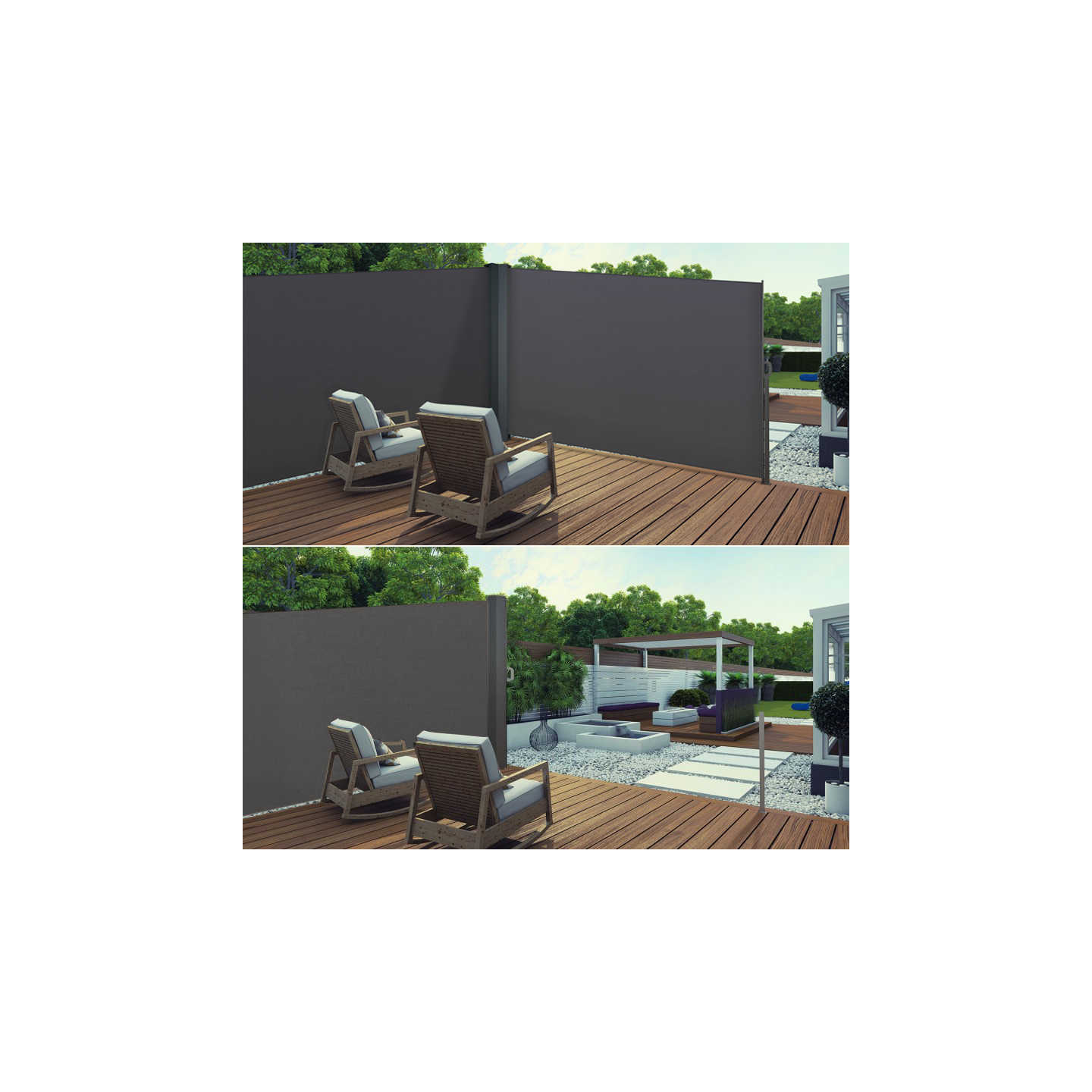 Paravent extérieur rétractable gris anthracite pas cher L.8m | ID Market