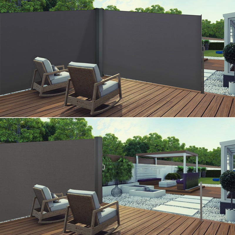 Paravent extérieur rétractable gris anthracite pas cher L.8m | ID Market