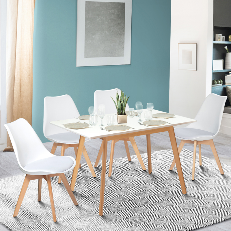 Table scandinave extensible blanche 6 personnes pas cher | ID Market