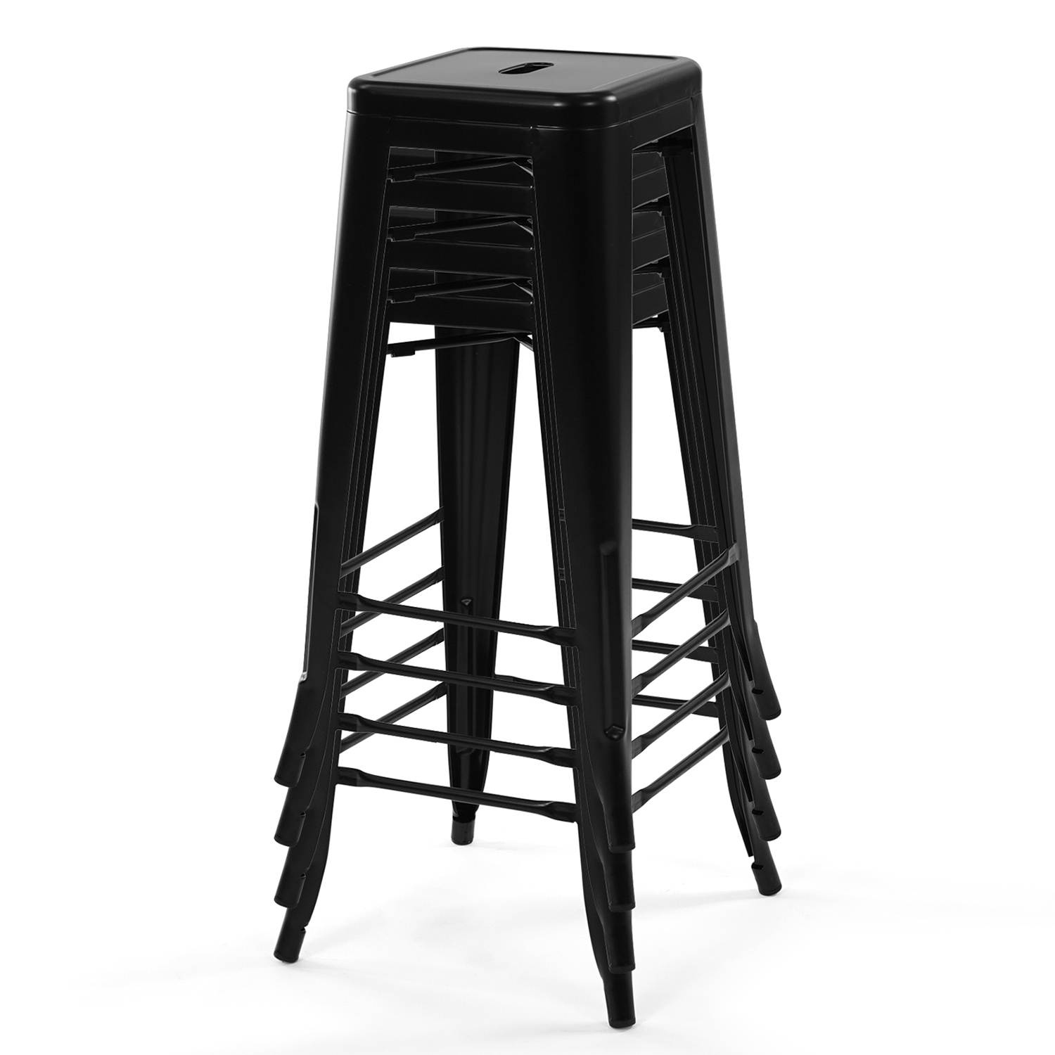 Tabourets industriels en métal noir mat - Lot de 4 - LENY | ID Market