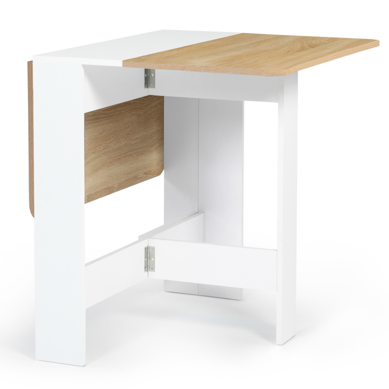 Table pliable bois pas cher blanche et plateau façon hêtre - EDI | ID ...