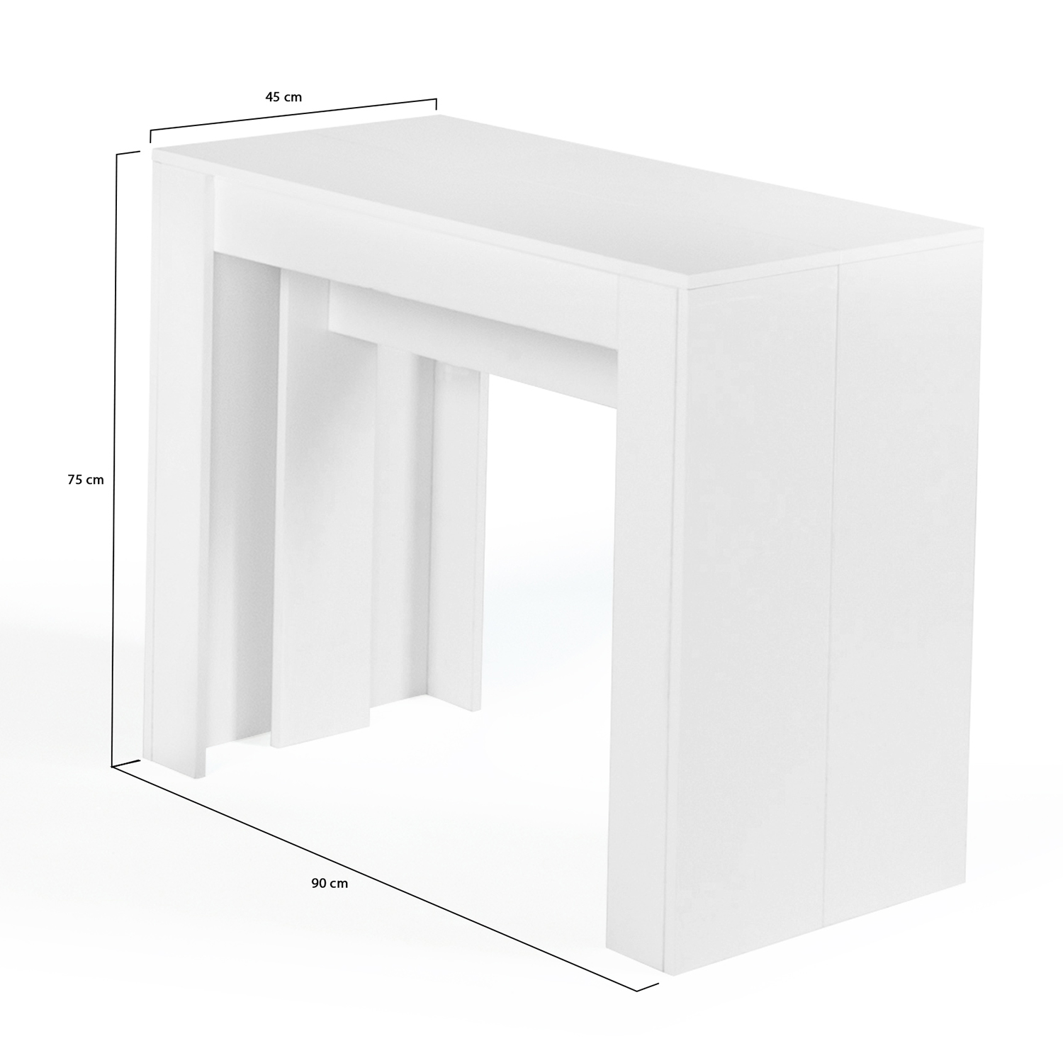 Table console extensible 14 personnes bois blanc | ID Market