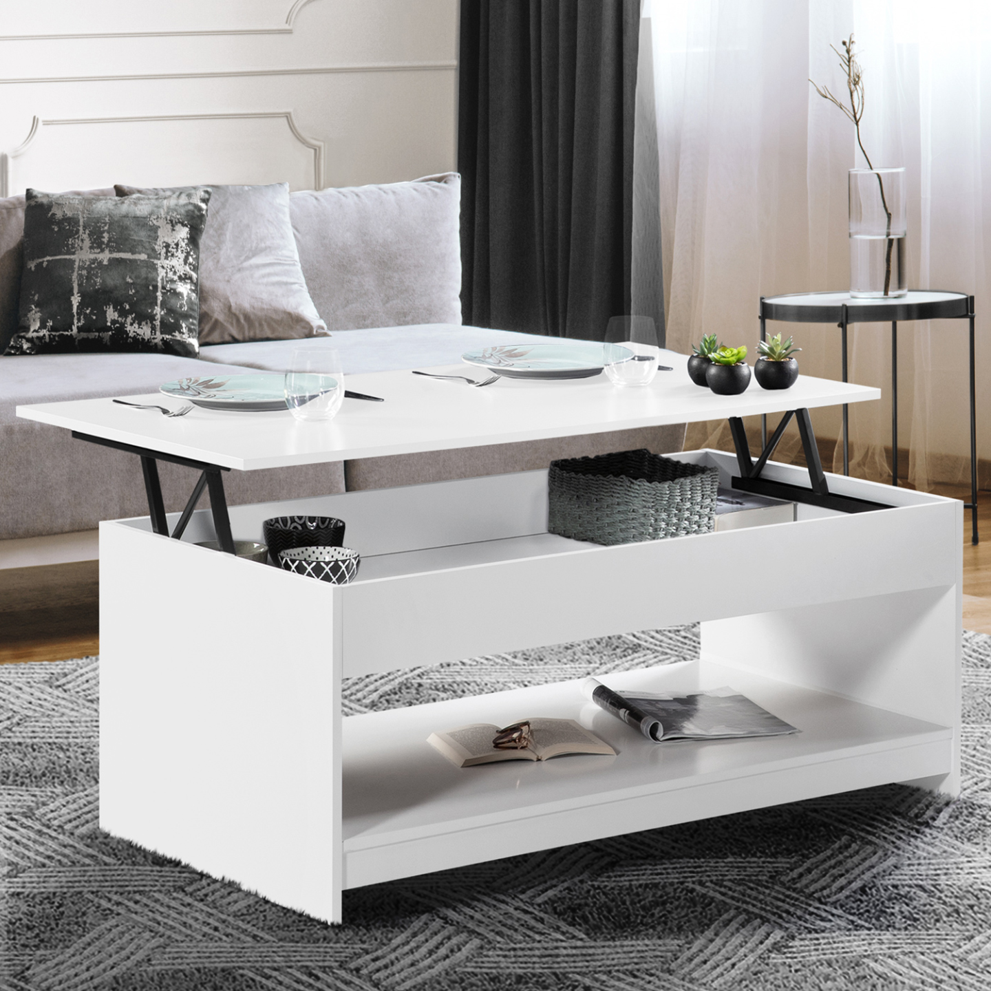 Table Basse Relevable Blanche