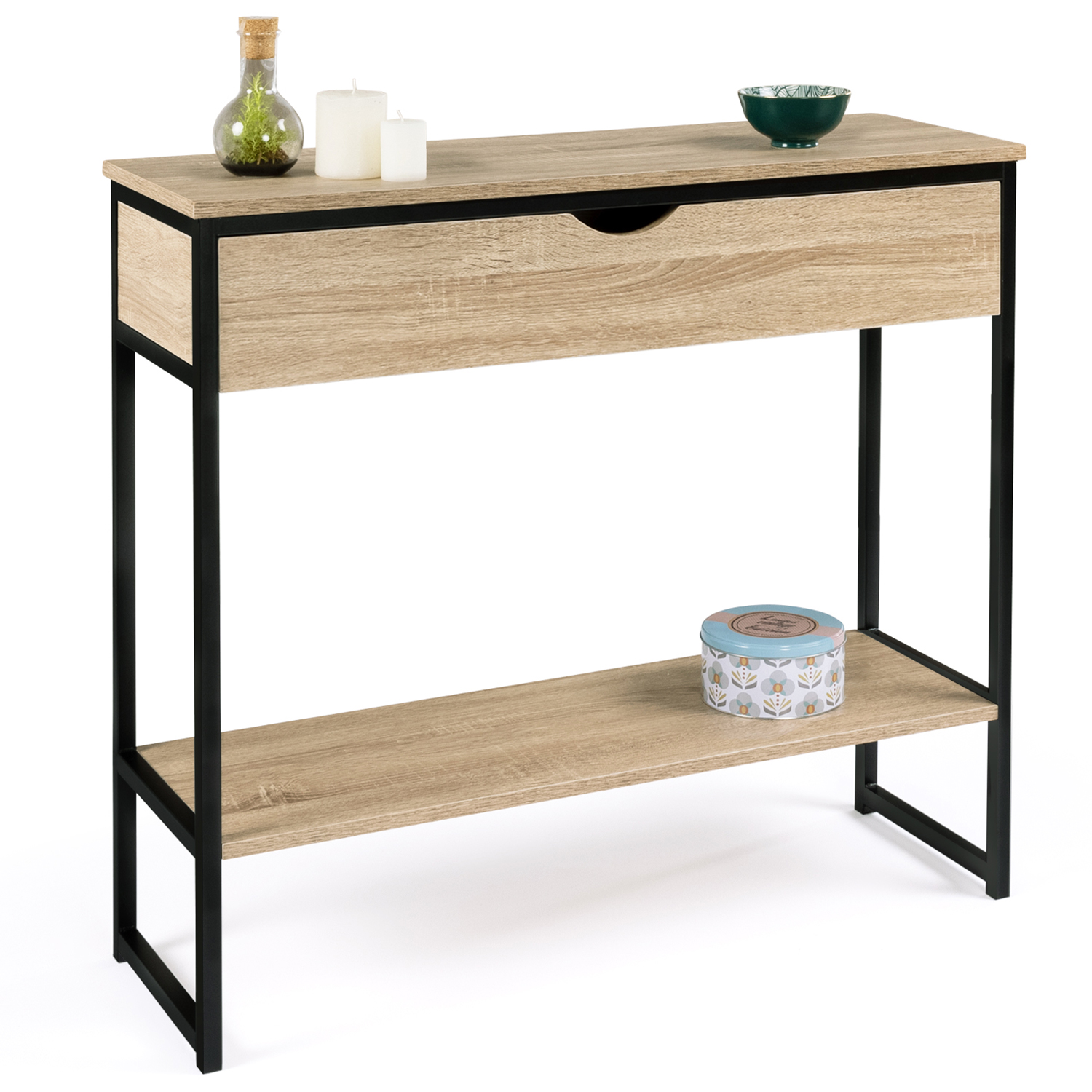 Console d’entrée industrielle avec tiroir et étagère pas cher - DETROIT ...