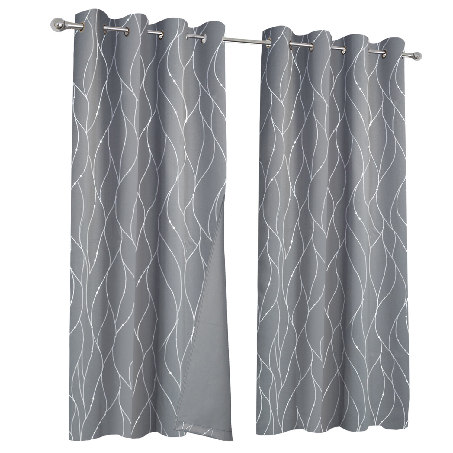Rideaux thermiques à motifs gris anthracite 140x240 cm - Lot de 2 | ID ...