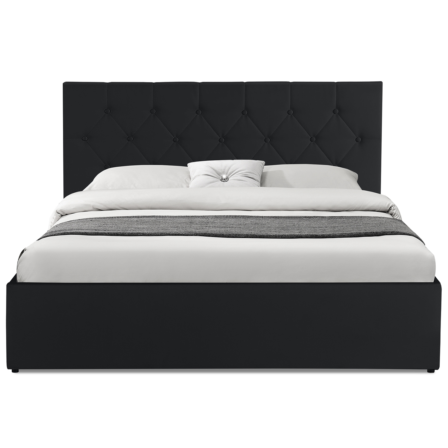 Lit double coffre noir avec tête de lit 140x190cm - AUSTIN | ID Market