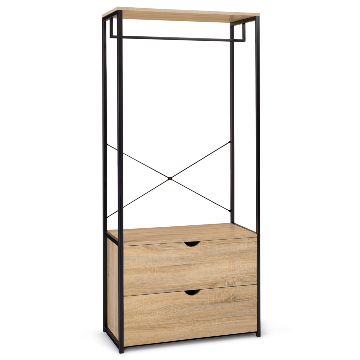 Dressing penderie pas cher style industriel 80 cm 2 tiroirs - DETROIT ...