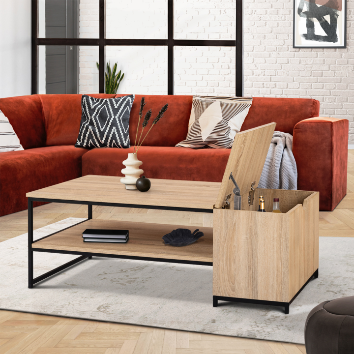 Table basse bar bois et métal style industriel - DETROIT | ID Market