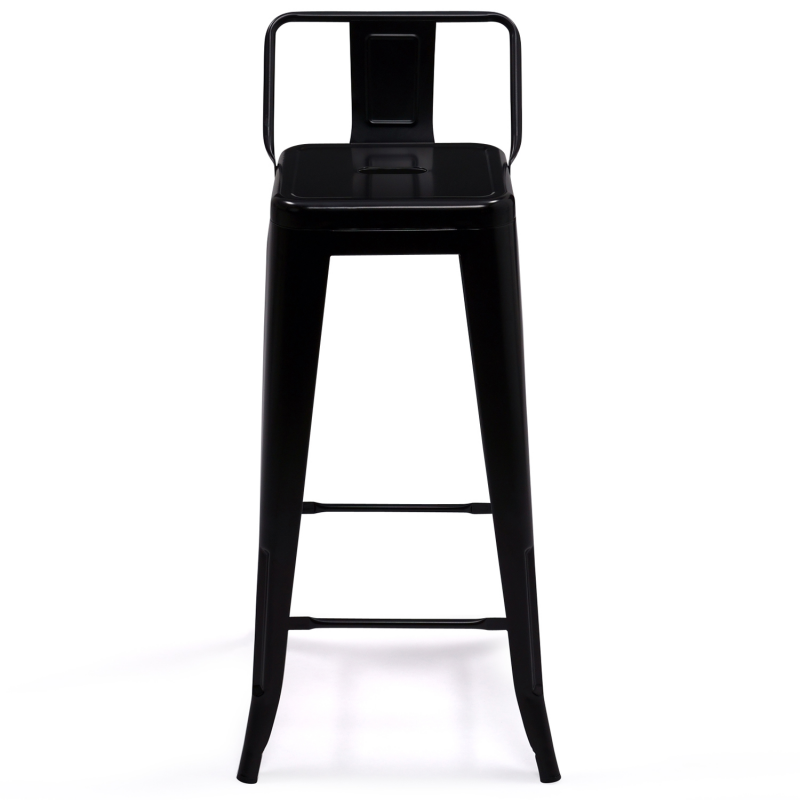 Tabourets de bar métal noir avec dossier - Lot de 4 - LENY | ID Market