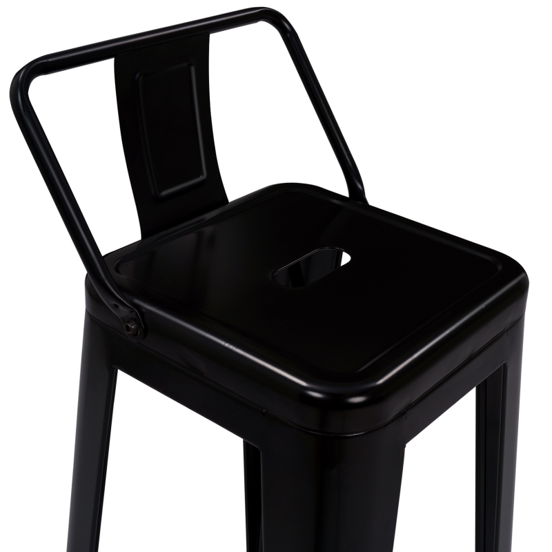 Tabourets de bar métal noir avec dossier - Lot de 4 - LENY | ID Market