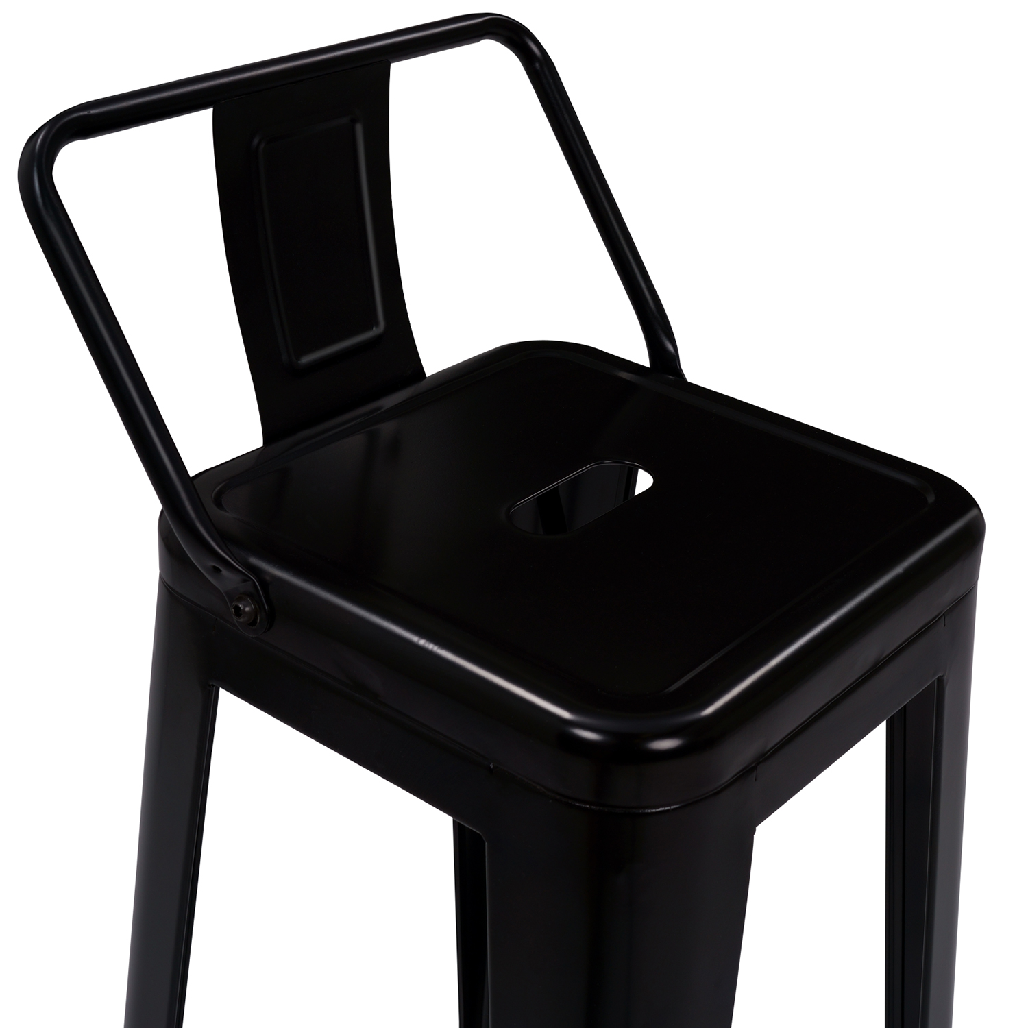 Tabourets de bar métal noir avec dossier - Lot de 4 - LENY | ID Market