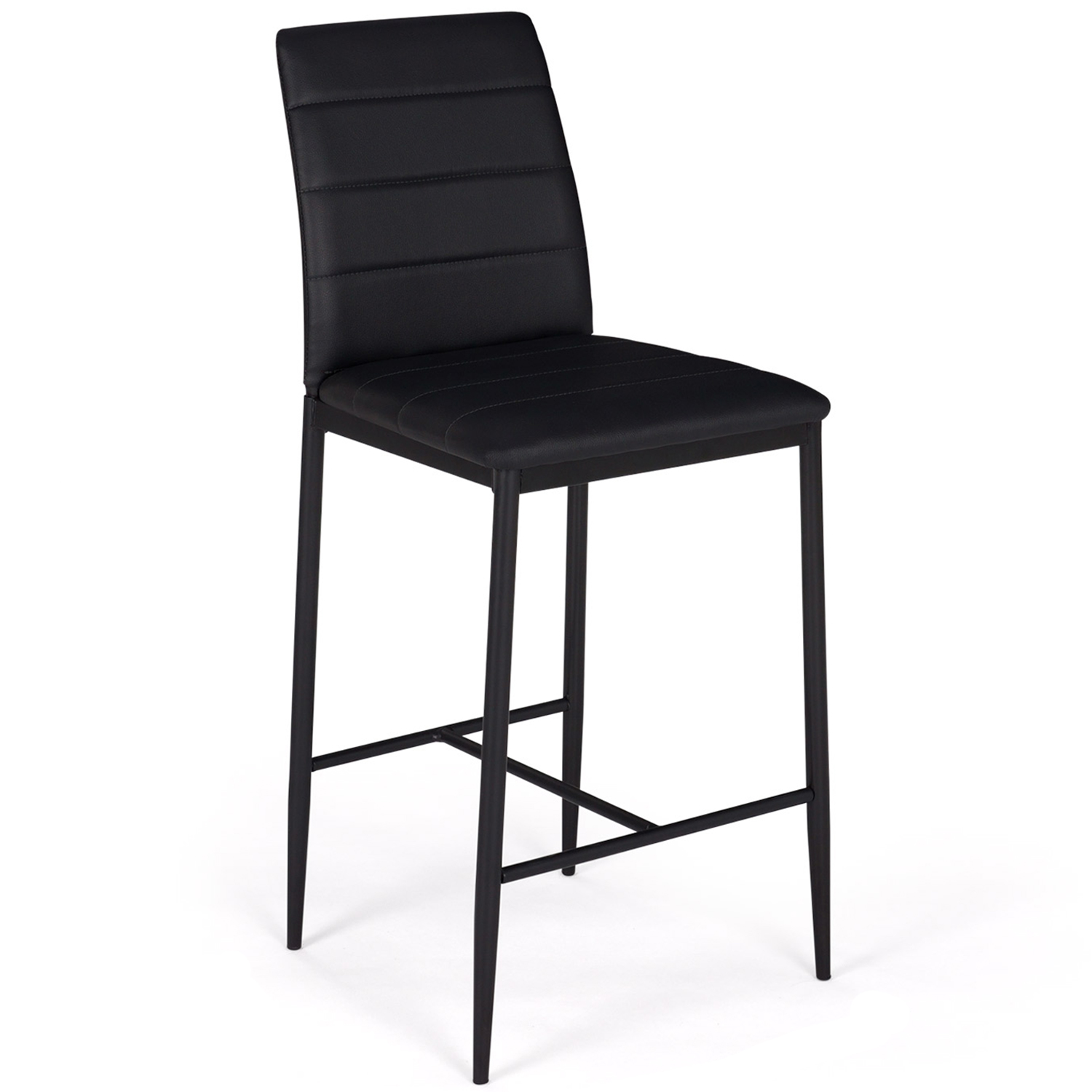 Tabourets de bar en PVC noir rembourrés pieds métal x4 - ROMANE | ID Market