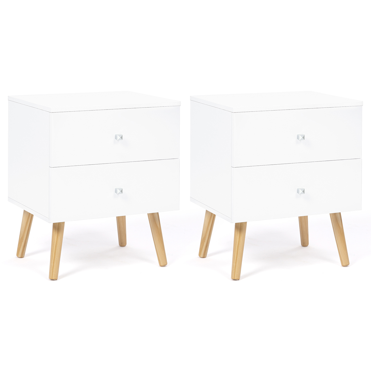 Tables de chevet scandinaves bois et blanc 2 tiroirs - EMMIE | ID Market
