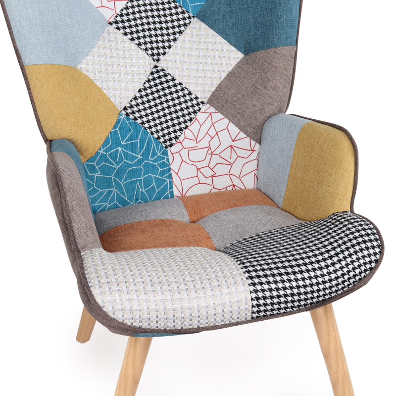 Fauteuil scandinave patchwork multicolore pas cher | ID Market