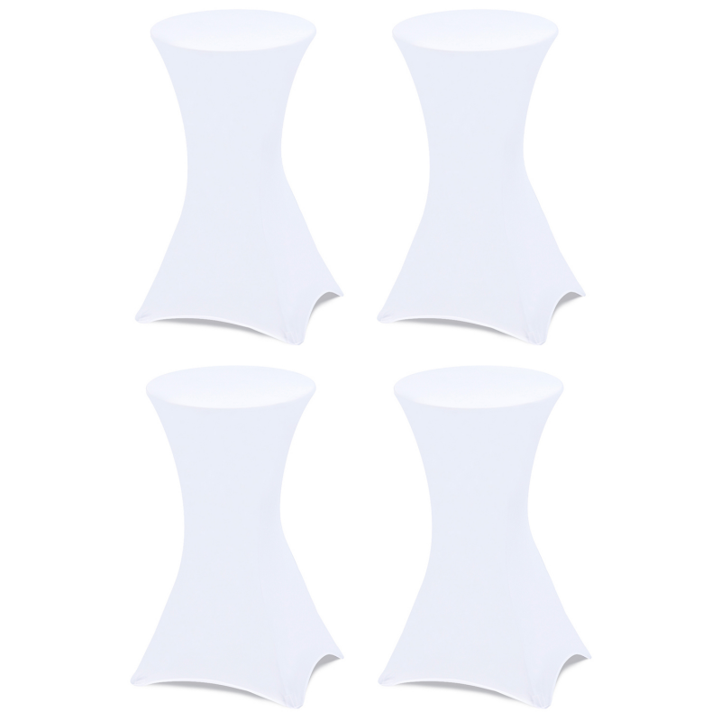 Lot de 4 tables pliantes mange-debout avec housses blanches | ID Market