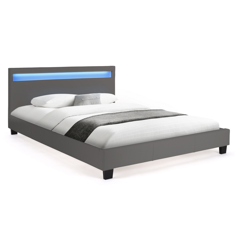 Lit LED 140x190 cm gris pas cher - NEO | ID Market