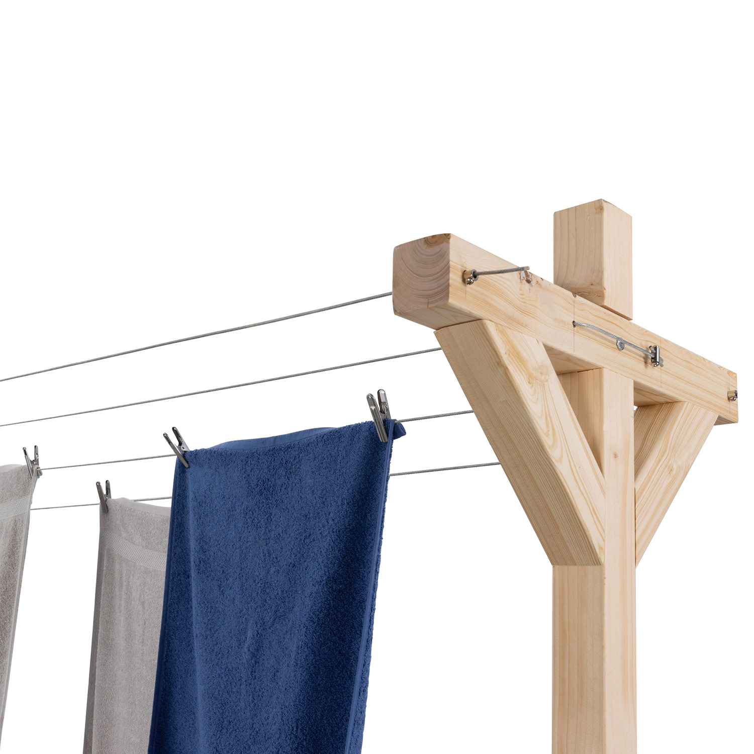 Étendoir à linge extérieur en bois 12m d’étendage - MADERA | ID Market