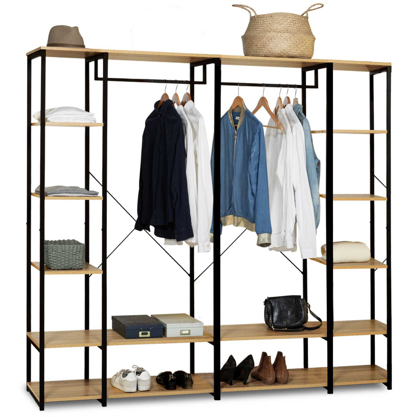 Dressing ouvert double penderie pas cher style industriel 167 cm ...