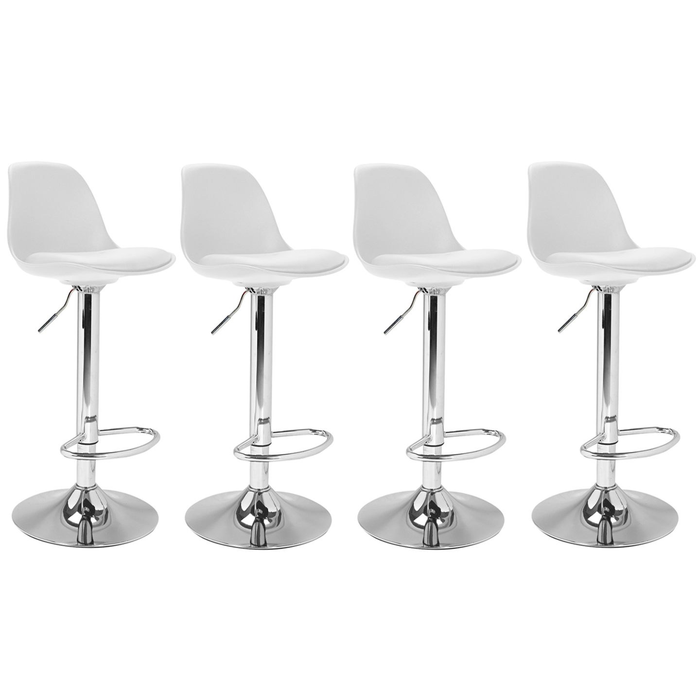 Tabourets de bar blancs réglables pied métal - Lot de 4 - KARL | ID Market