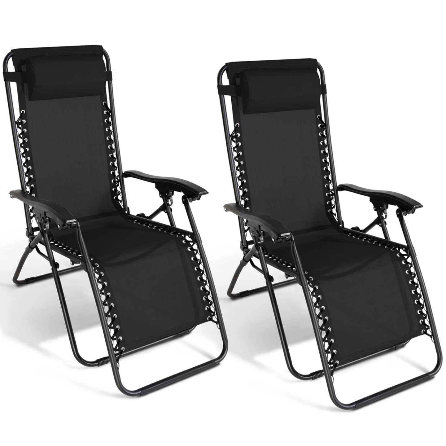 Voordelige zwarte relaxfauteuil voor buiten - Set van 2 | ID Market