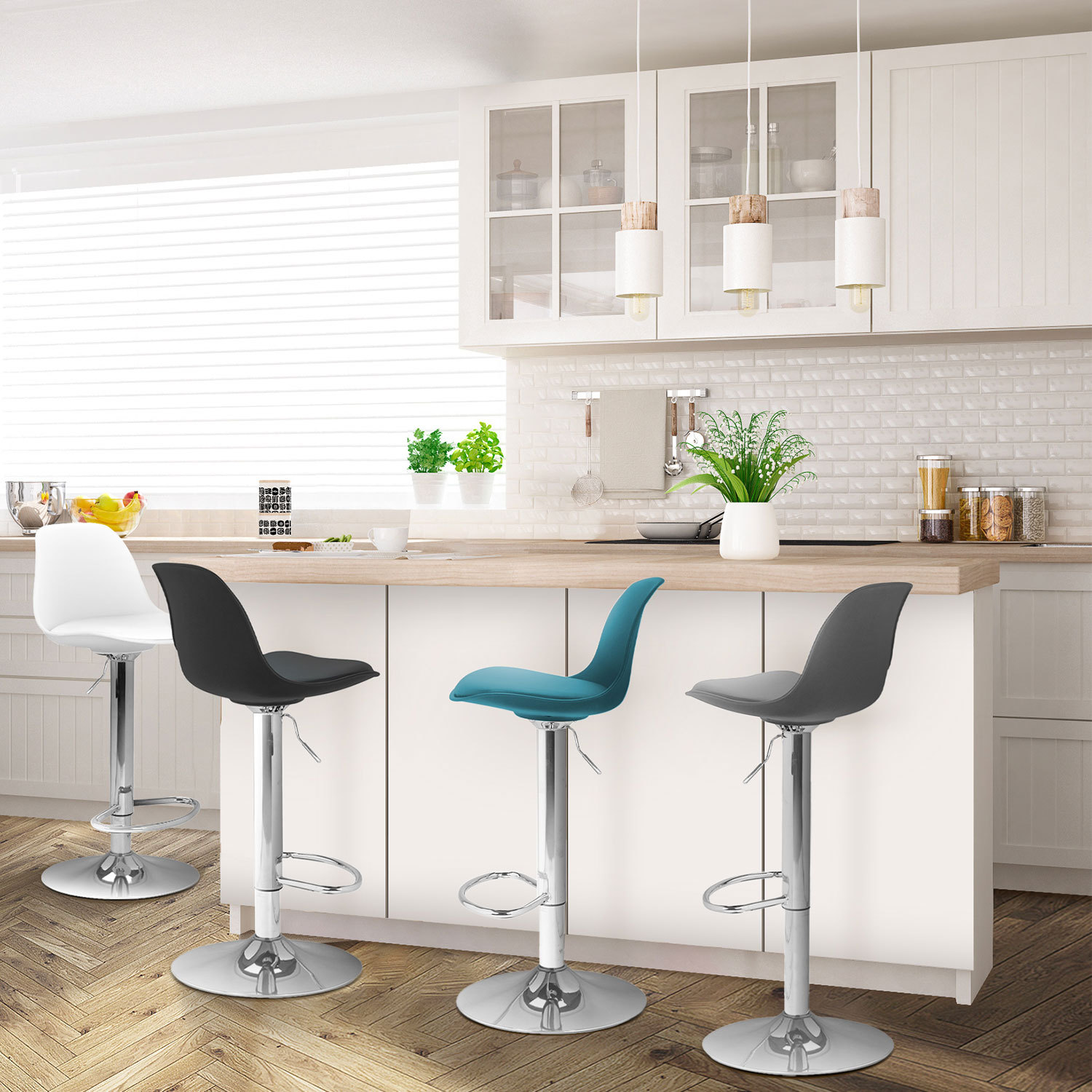Tabourets de bar design mix couleurs réglables - Lot de 4 - KARL | ID ...