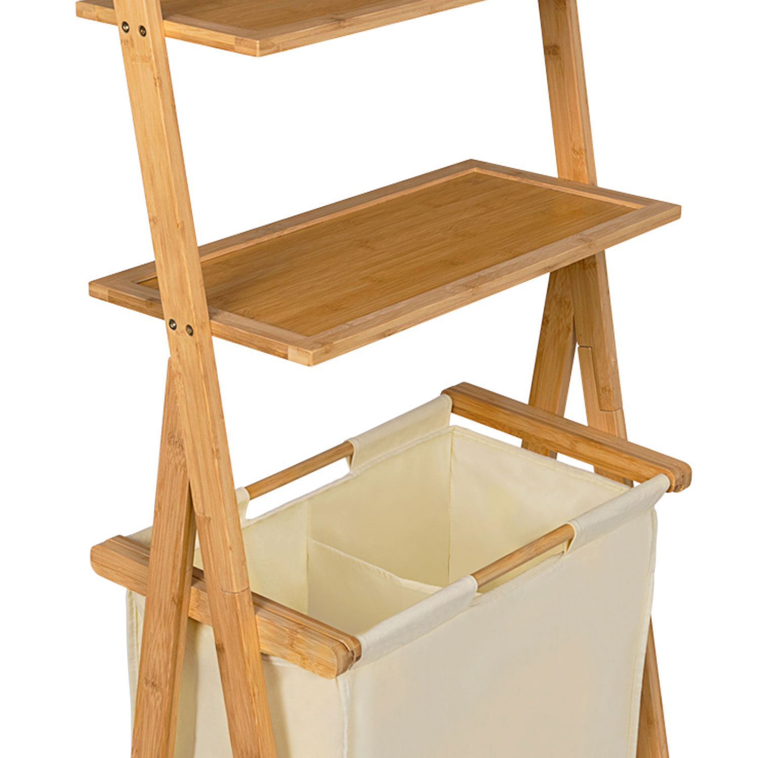 Étagère panier à linge double compartiment bambou - LANA | ID Market