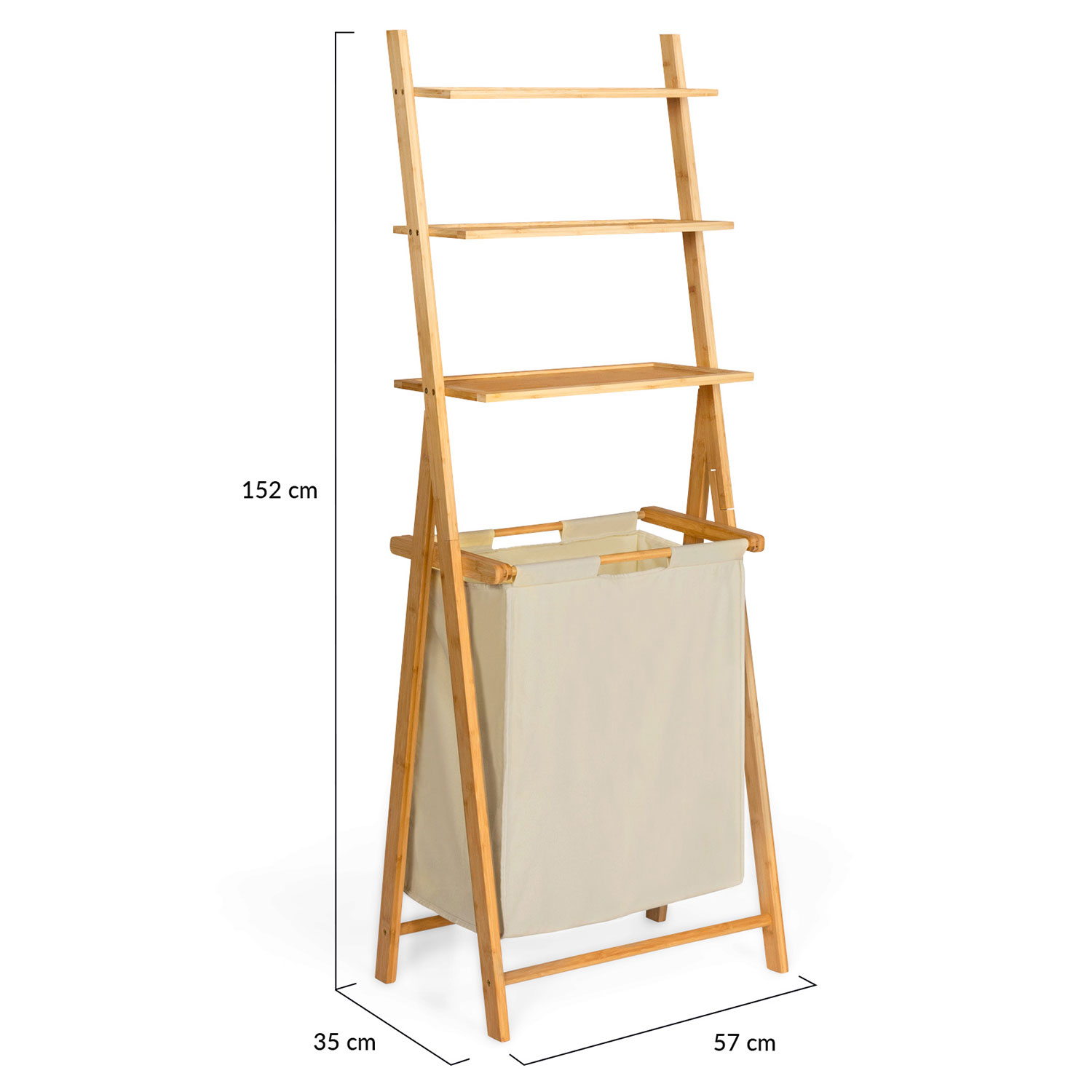 Étagère panier à linge double compartiment bambou - LANA | ID Market