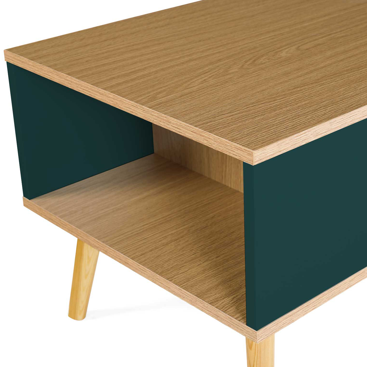 Table basse scandinave bois, vert clair et vert foncé