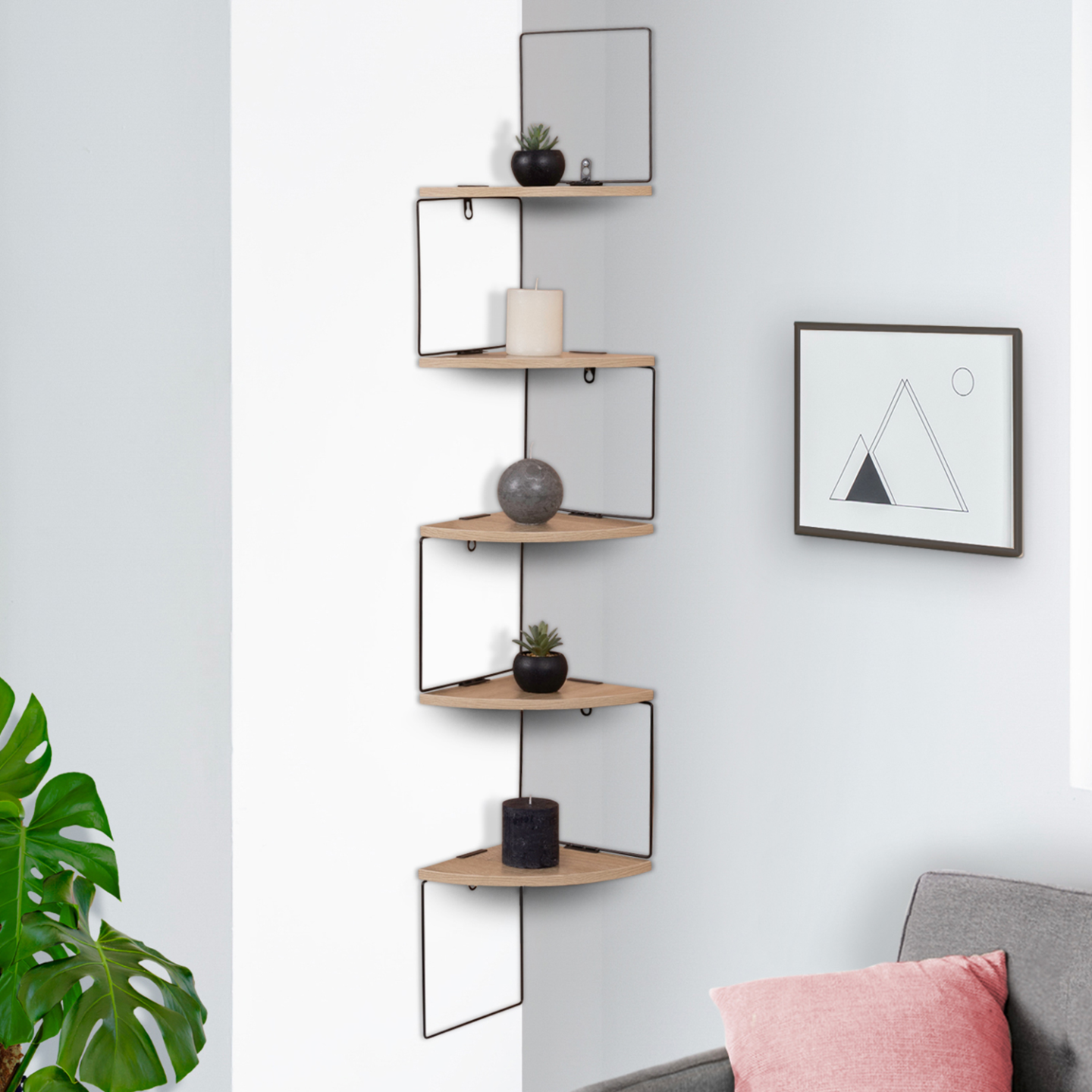 Étagère d’angle murale industrielle bois et métal 5 niveaux - ISA | ID ...