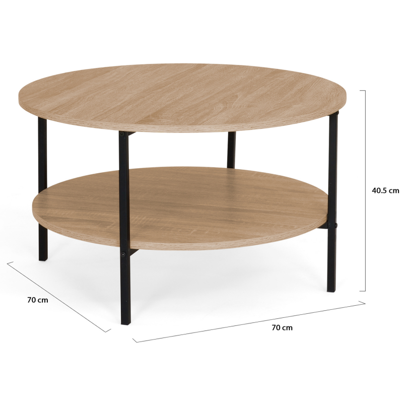 Table basse ronde double plateau industrielle 70cm - DETROIT | ID Market