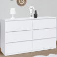 Commode 6 tiroirs bois blanc 140 cm XXL - TOMI | ID Market