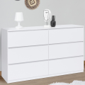 Commode 6 tiroirs bois blanc 140 cm XXL - TOMI | ID Market