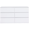 Commode 6 tiroirs bois blanc 140 cm XXL - TOMI | ID Market