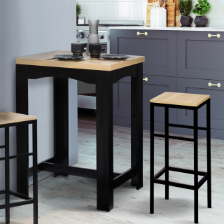 Table haute extensible 2 à 4 personnes noire et bois - DONA | ID Market