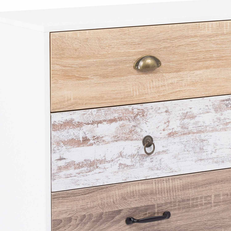 Commode blanche effet vieilli 6 tiroirs - BAHIA | ID Market