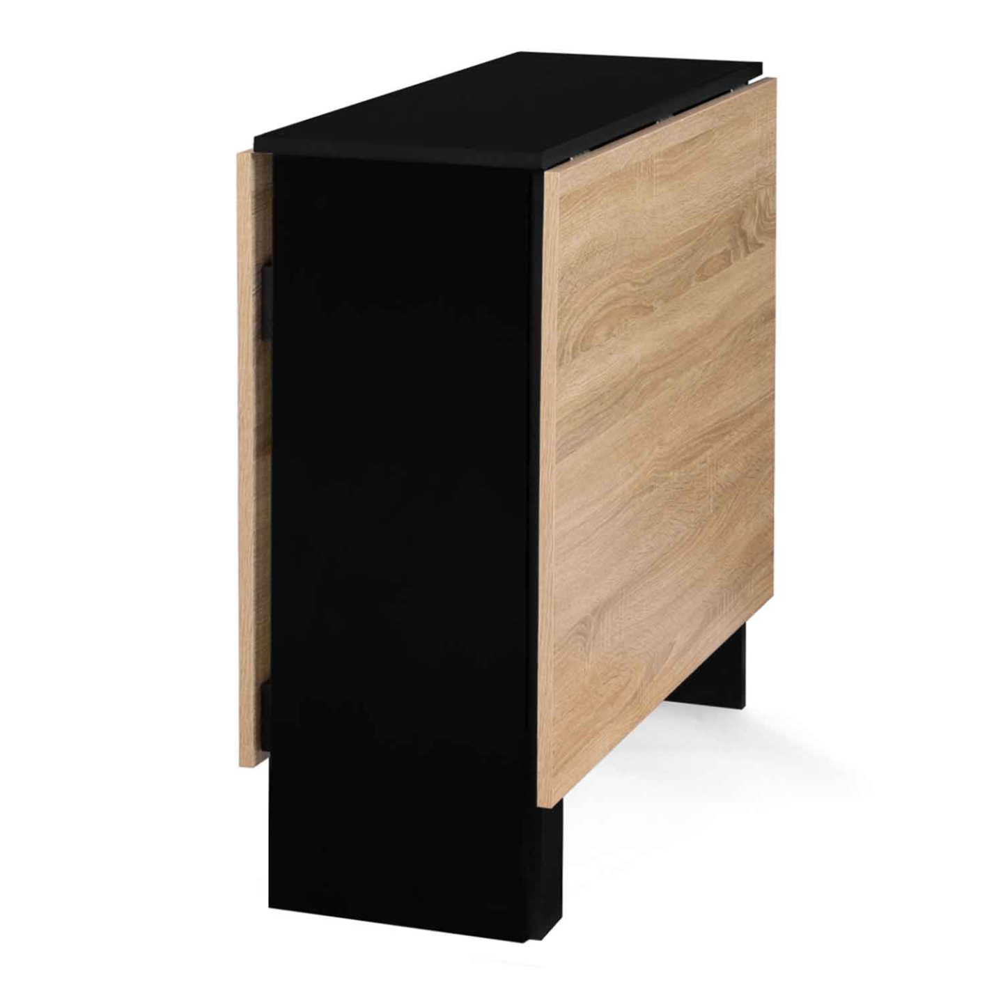 Table console pliante noire plateau bois double rangement - EDI | ID Market