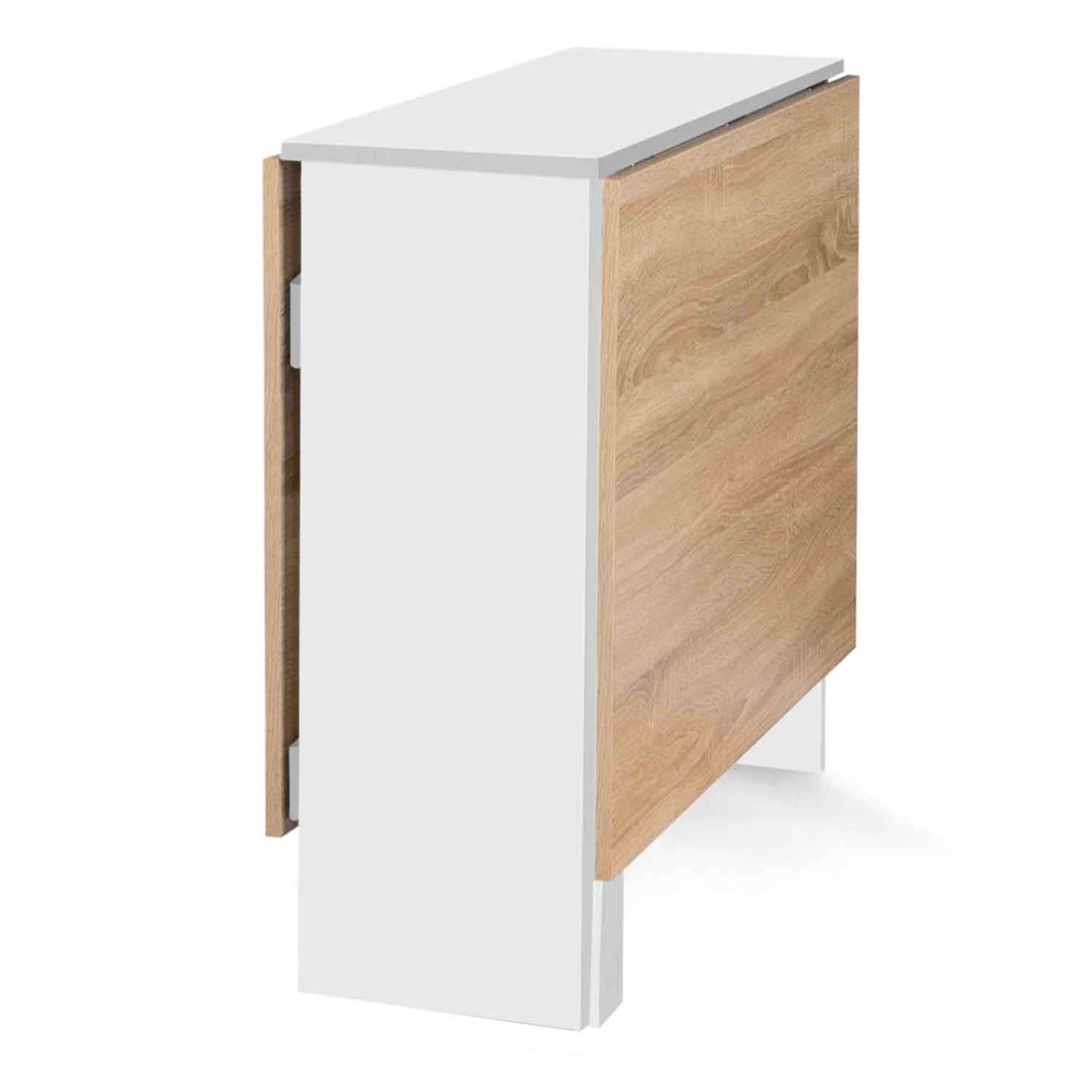 Table console pliante blanche plateau bois double rangement - EDI | ID ...