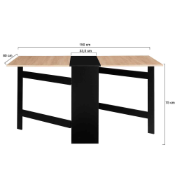 Table console pliante noire plateau bois double rangement - EDI | ID Market