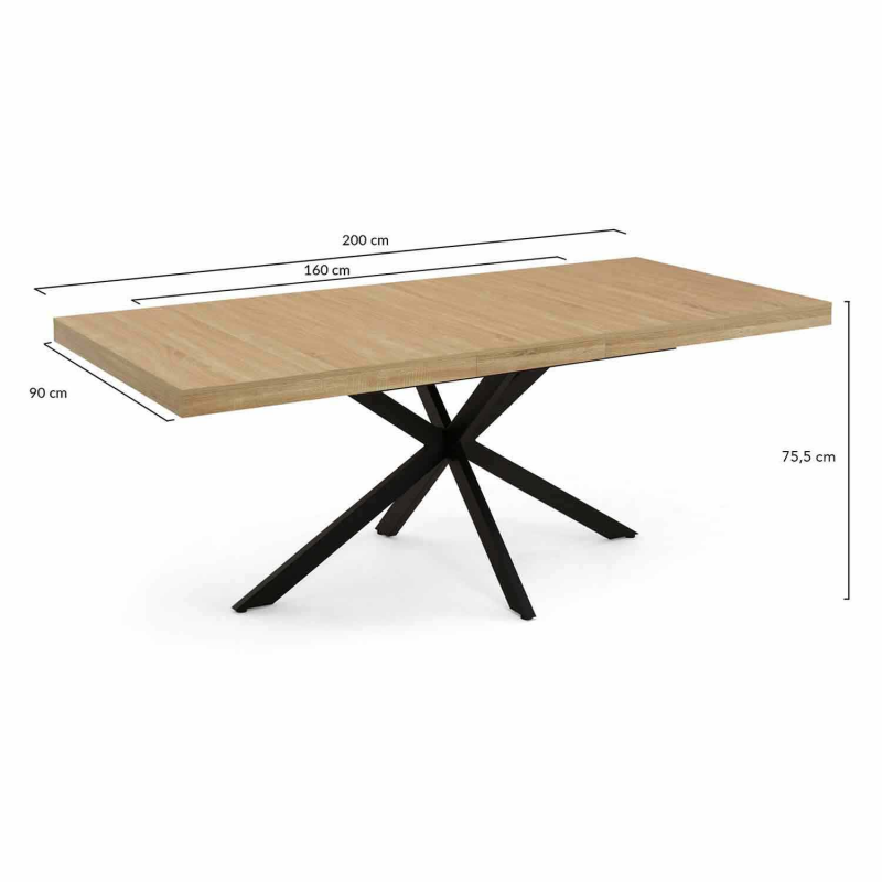 Table à manger extensible bois et noir 6-10 personnes 160-200 cm - ALIX ...