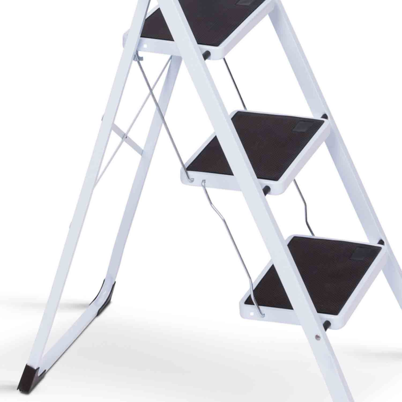 Escabeau 3 marches pas cher blanc | ID Market