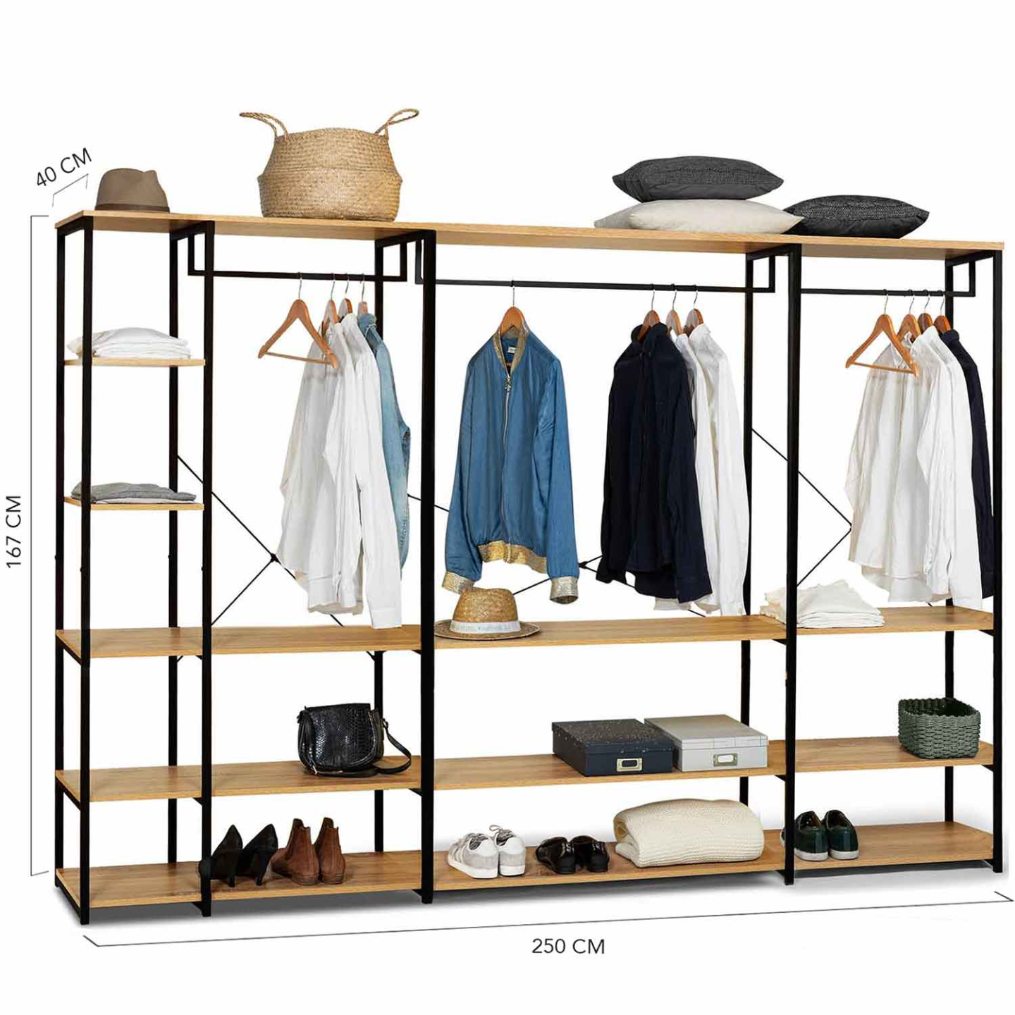Dressing ouvert modulable pas cher style industriel 167 cm - DETROIT ...