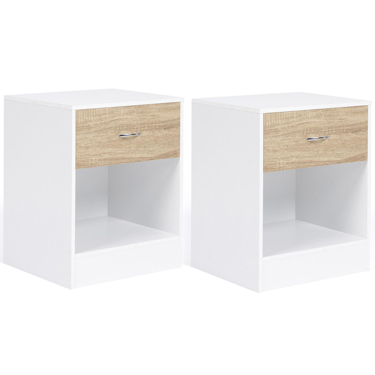 Table de chevet blanc et bois pas cher - IDMarket.com