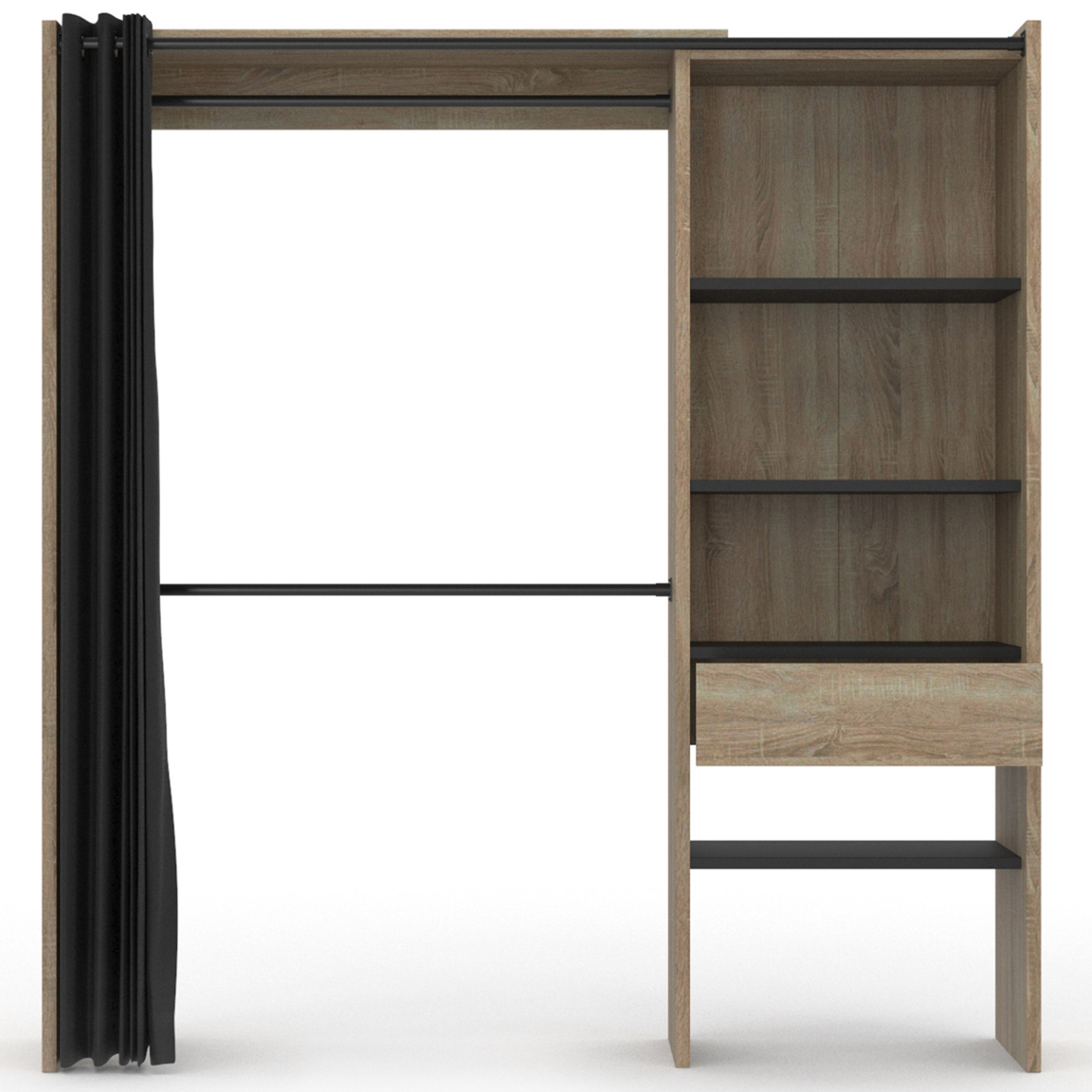 Dressing extensible pas cher bois et noir - MARTY | ID Market