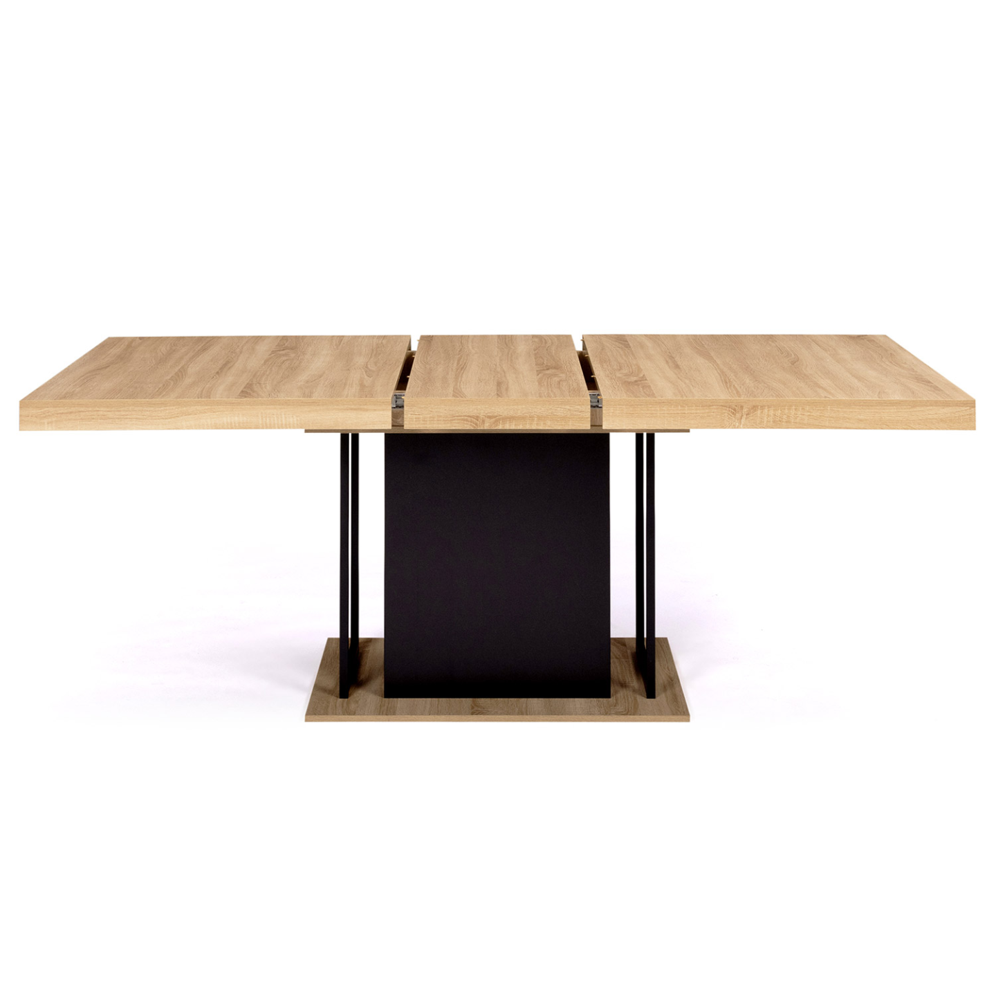 Table extensible pied central noir et bois - UGO | IdMarket France