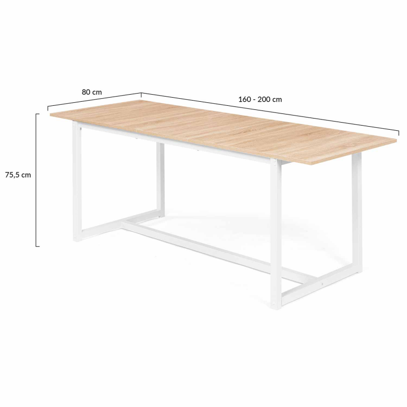 Table à manger blanche et bois extensible - DETROIT | ID Market