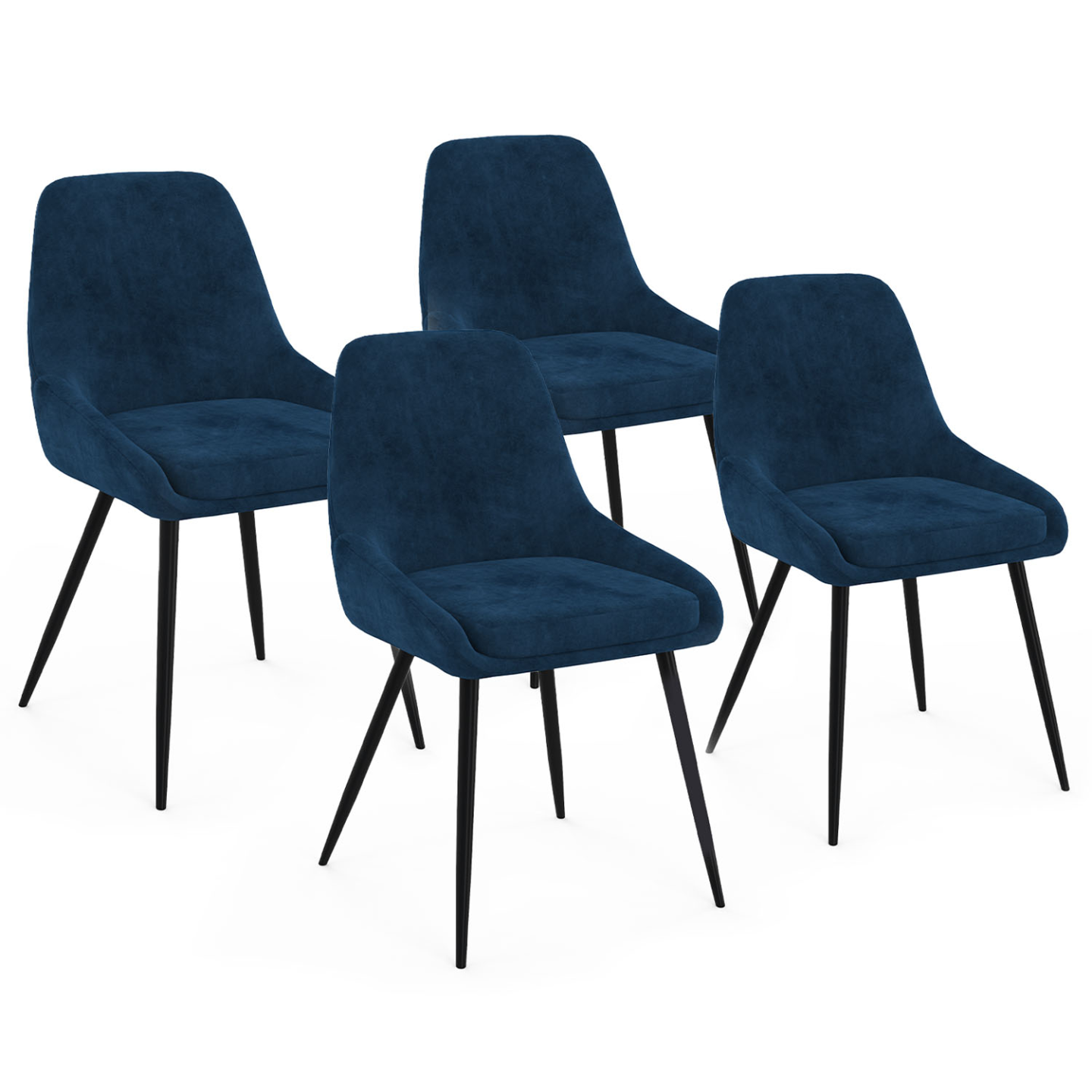 Chaises avec accoudoirs en velours bleu x4 - THALYA | ID Market
